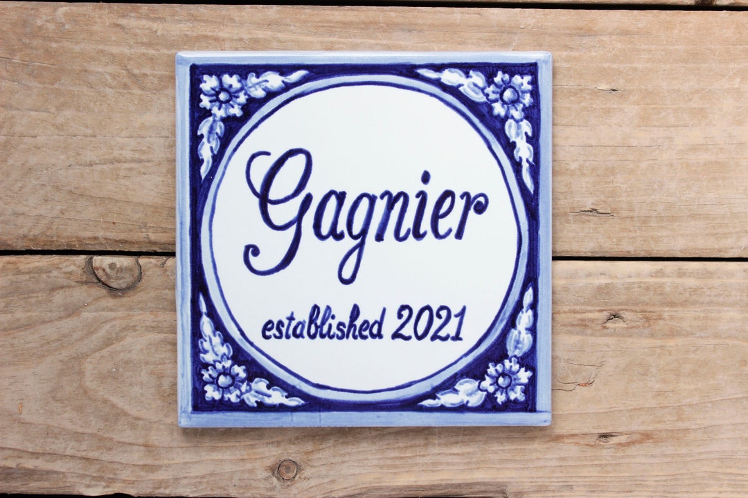 Blue Flowers Custum House Sign, House Name Sign, House Plaque, Garden ...