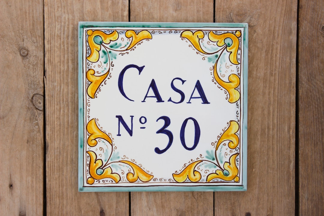 Green Italian House Number Tile, Signs for Home, Personalized Tile ...