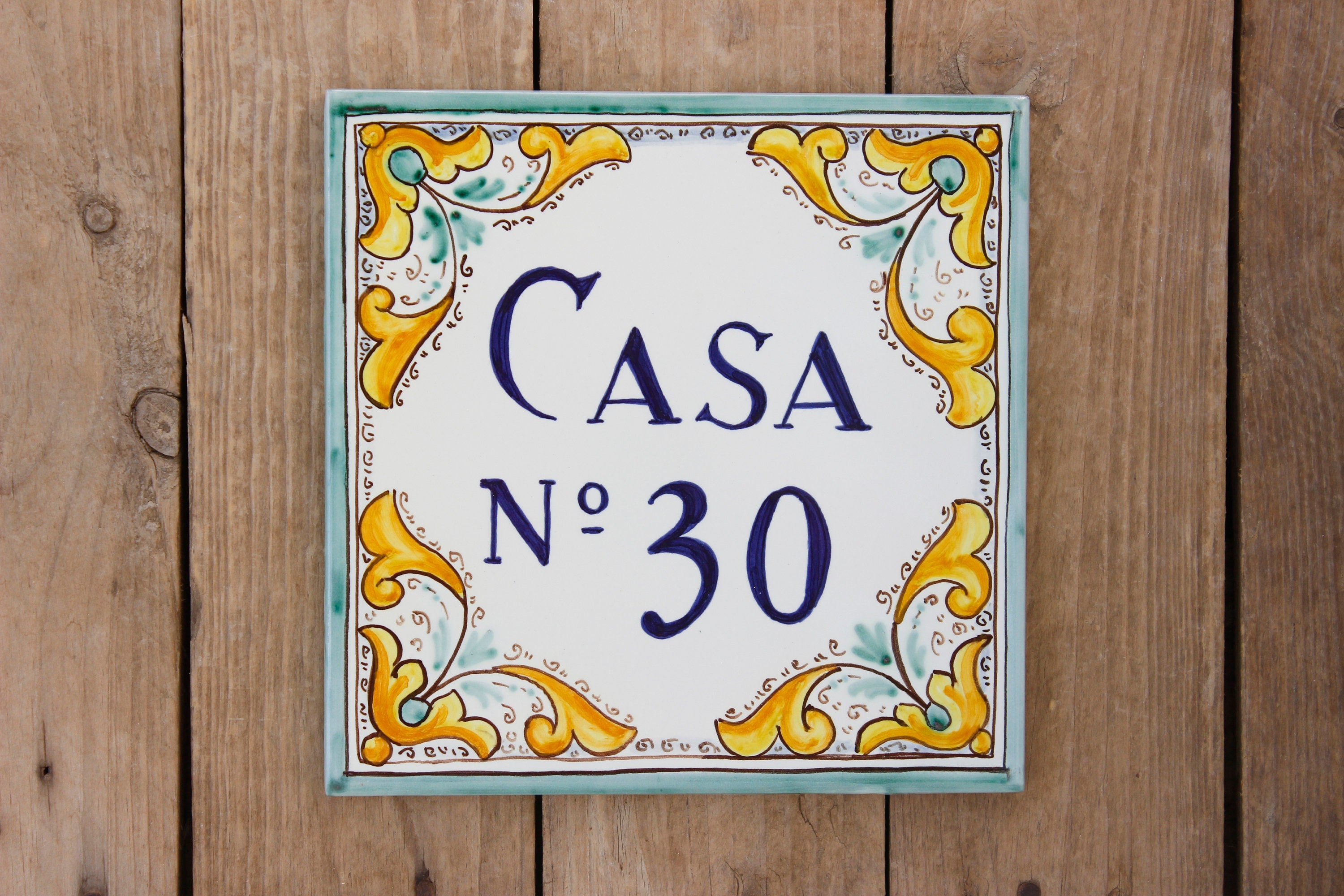 Green Italian House Number Tile Signs for Home Personalized - Etsy