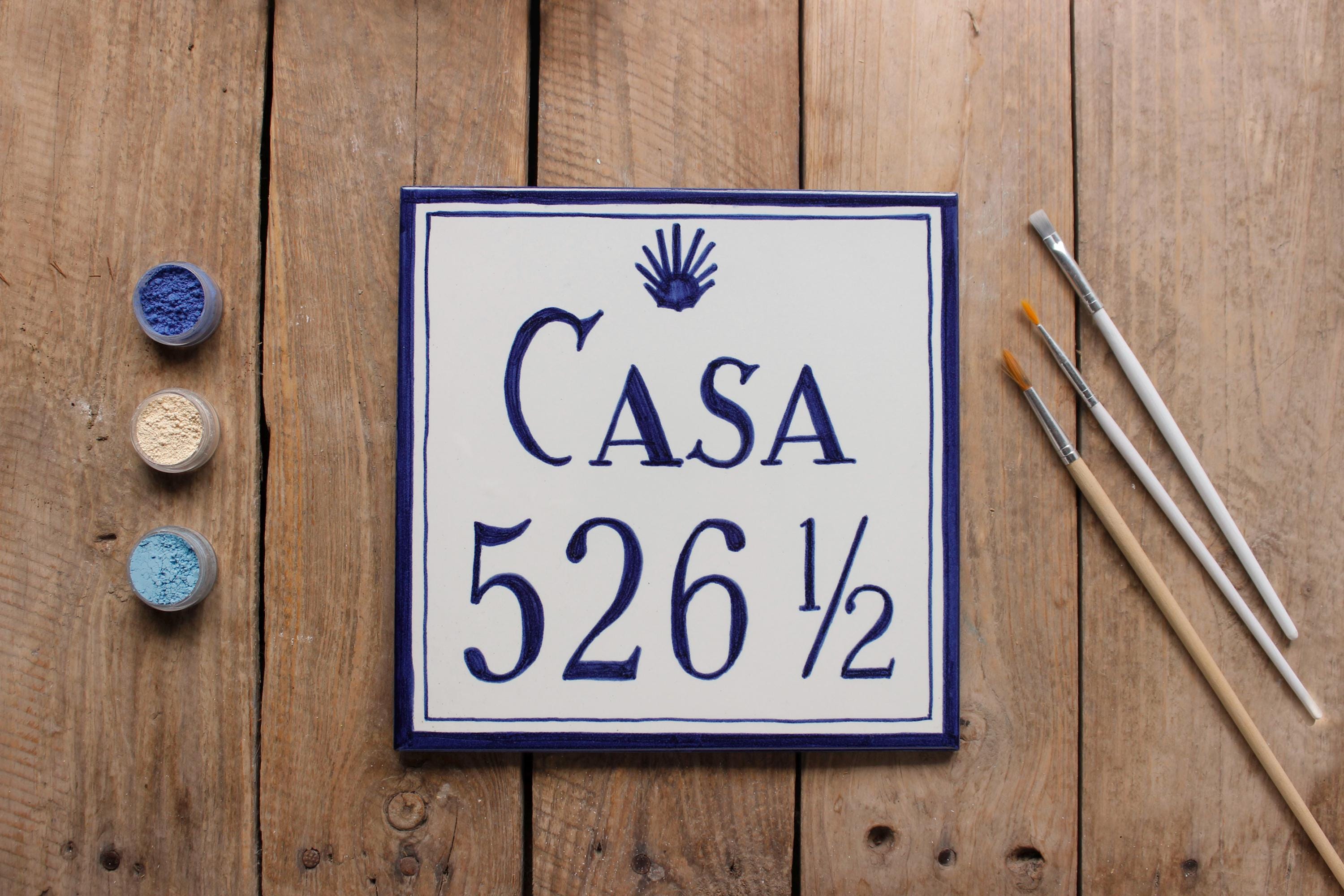 Blue Ceramic House Plaque - Custom Pilgrim Tile - Handmade Camino De ...
