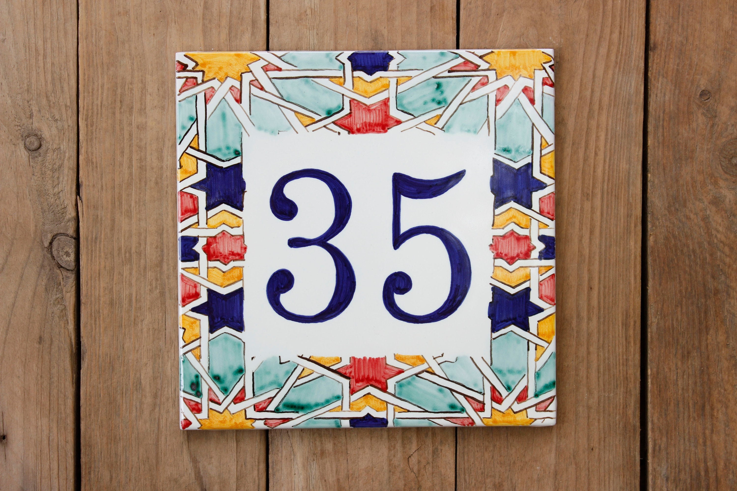 Moroccan house number sign Moroccan tile signs moroccan | Etsy