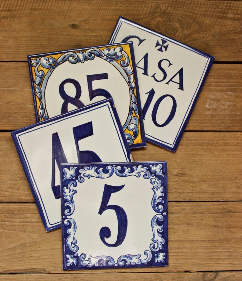 House Name Sign, Tiles, Blue Custum House Sign, House Plaque, Garden ...