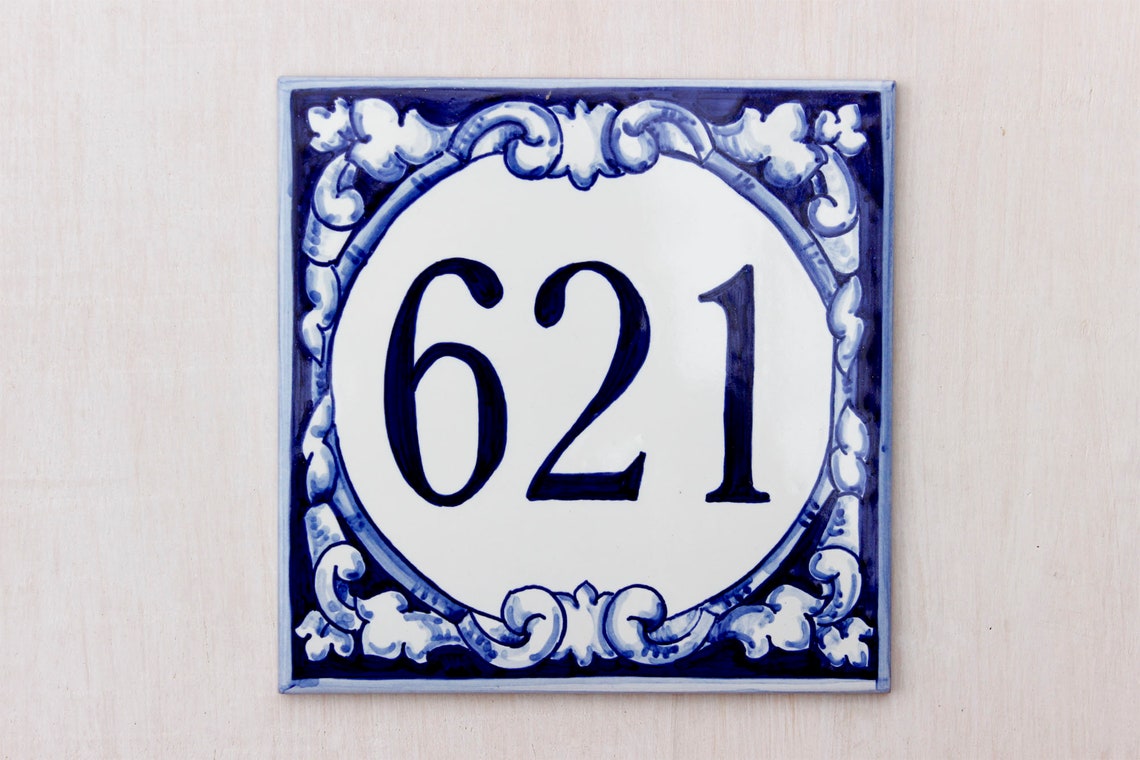 Blue House Number Signs Spanish House Number Plaque Hand | Etsy