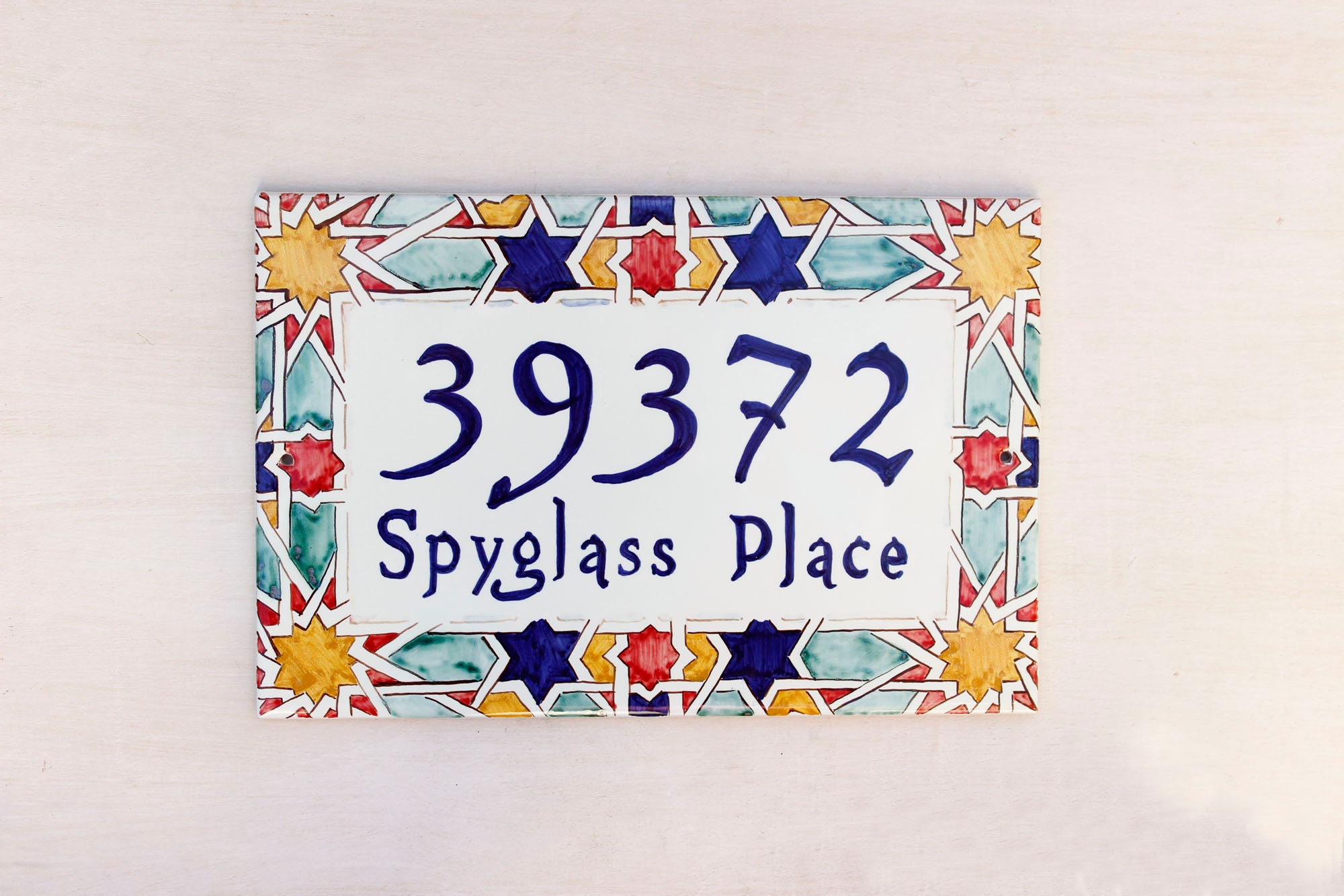 Moroccan house number sign Moroccan tile signs moroccan | Etsy
