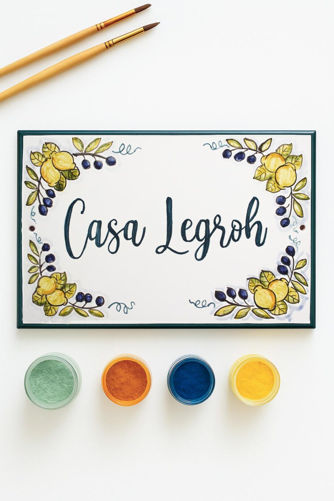 Custom House Signs With Lemons and Olives, Hand-painted Ceramic Plaques ...