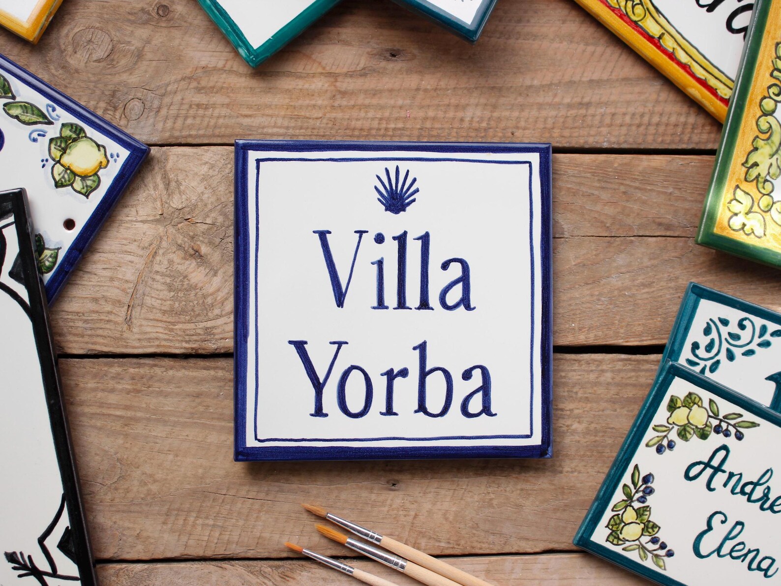Blue Ceramic House Plaque - Custom Pilgrim Tile - Handmade Camino De ...