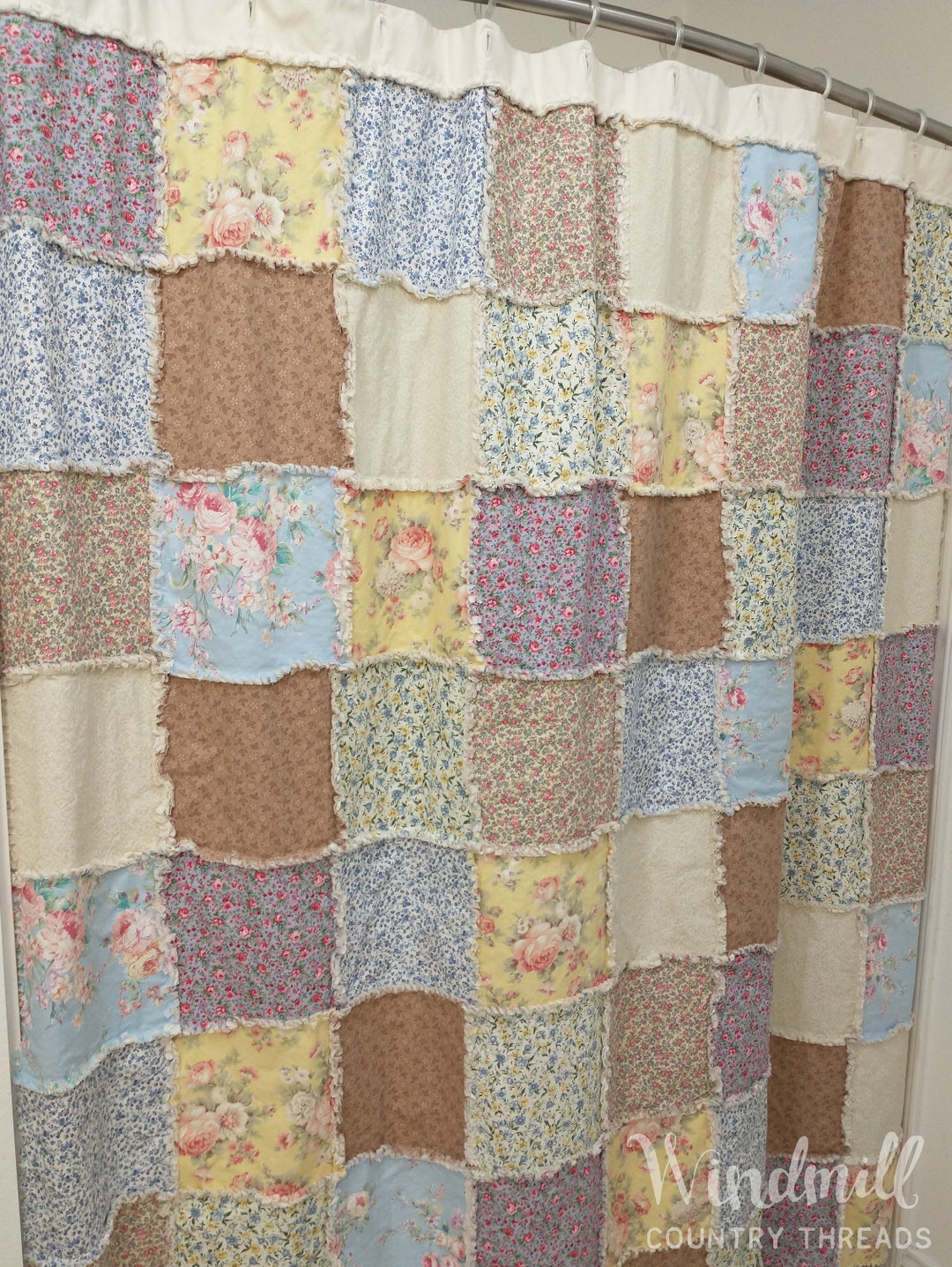 Floral Cottage Chic Shower Curtain, Country Bathroom Décor - Etsy
