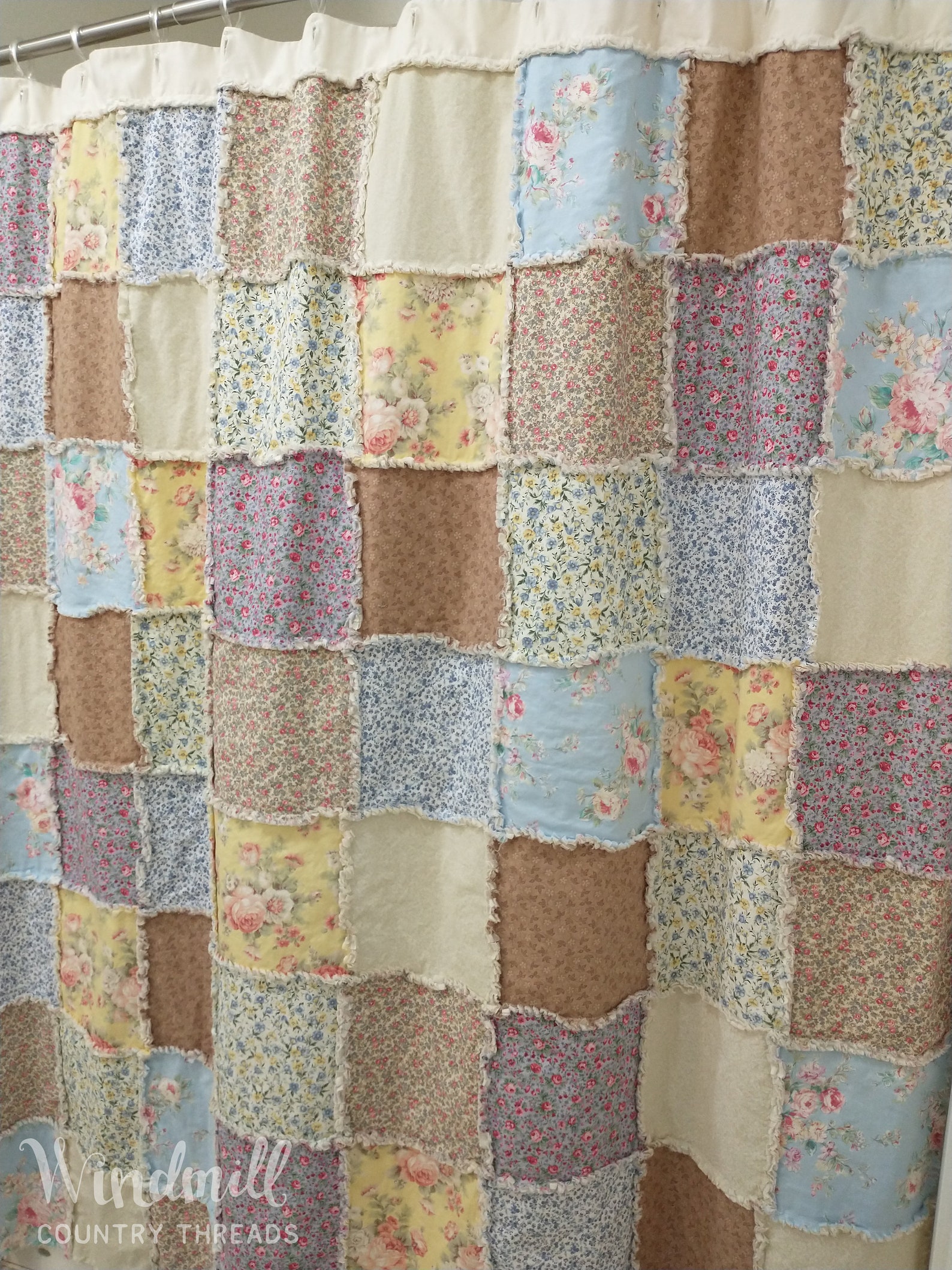 Floral Cottage Chic Shower Curtain Country Bathroom Décor - Etsy
