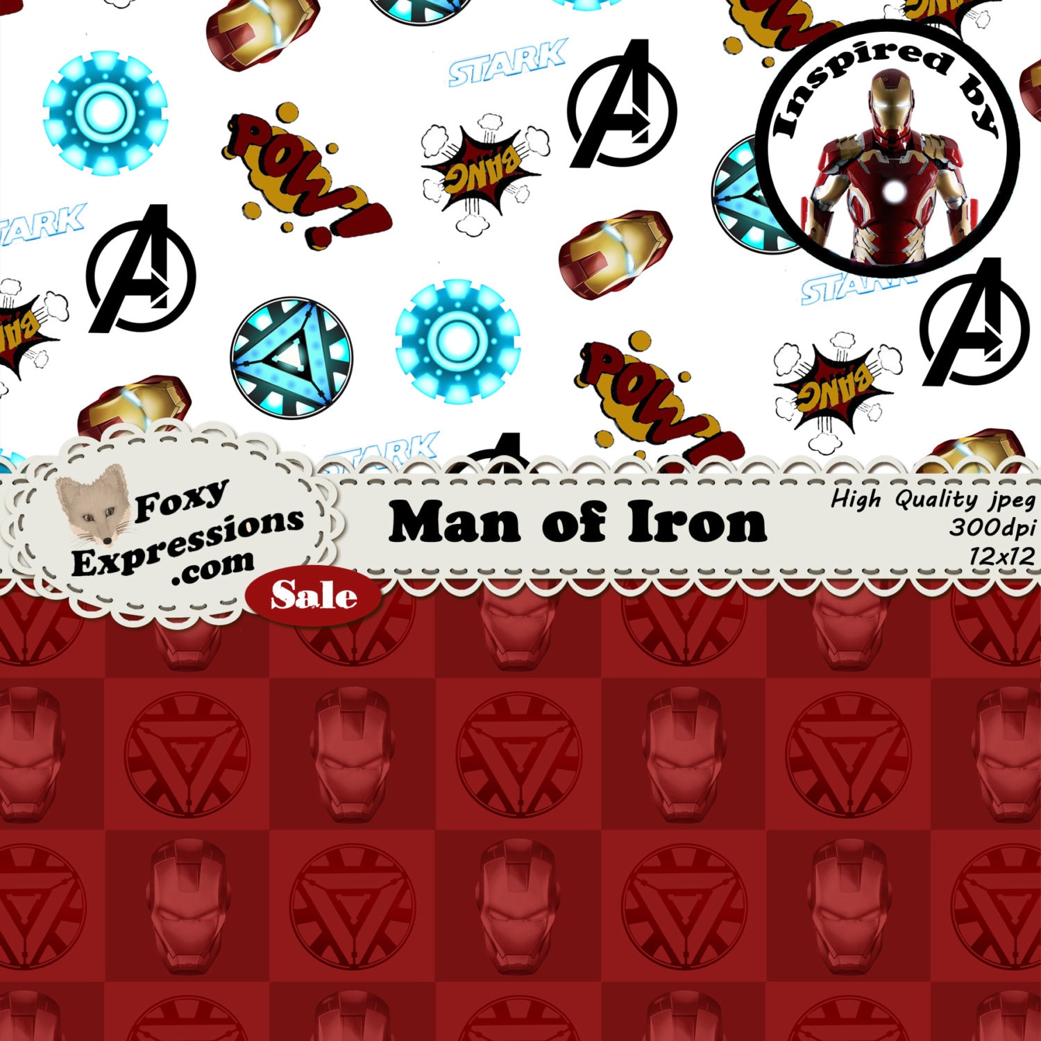 Man of Iron Digital Paper Inspired by Marvel Comics Iron Man. Designs ...