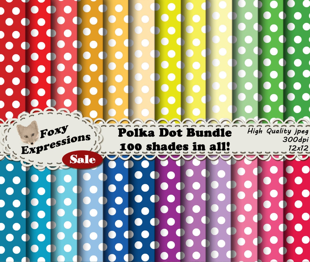 Polka Dot Bundle Comes With 100 Papers in Many Shades of Red, Orange ...