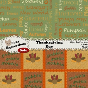 Thanksgiving Day Digital Paper Pack Comes in Fall Colors. Designs ...
