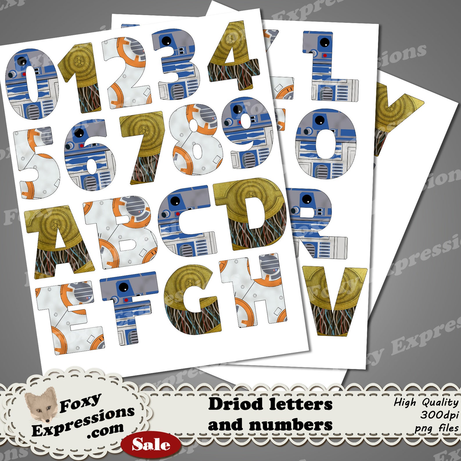 Droid Letters & Numbers Clipart Comes With 39 Pieces. Inspired by Star ...