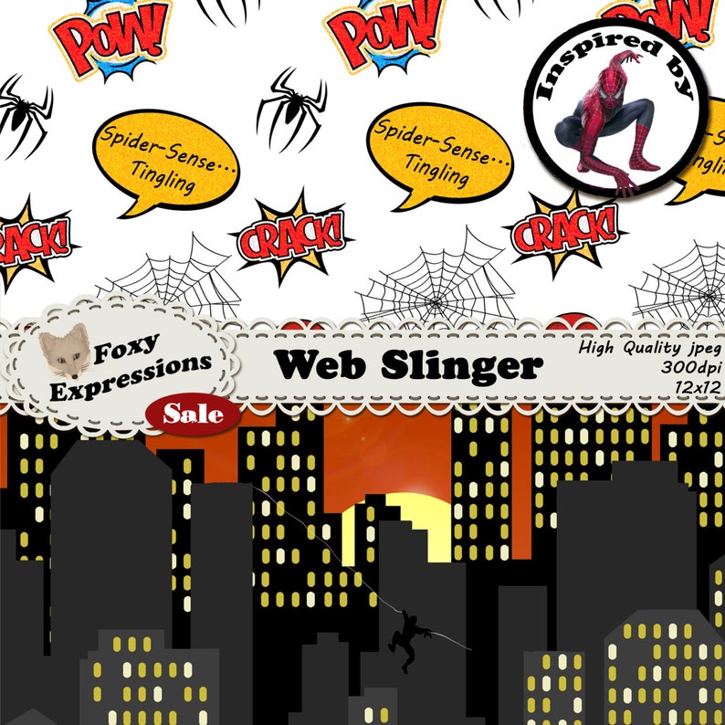 Web Slinger Digital Paper Inspired by Spiderman Comics by Stan Lee ...