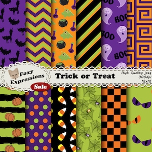 Trick or Treat Digital Paper Pack Comes With Candy Corn, Ghosts, Black ...