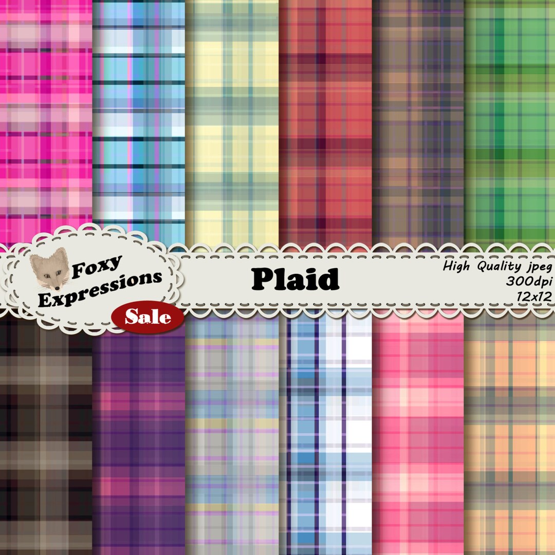 Plaid Digital Paper Comes 12 Different Striking Colors of Plaid ...