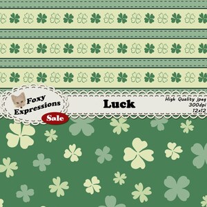 Luck Digital Paper Pack Comes in 5 Shades of Green. Designs Include 4 ...