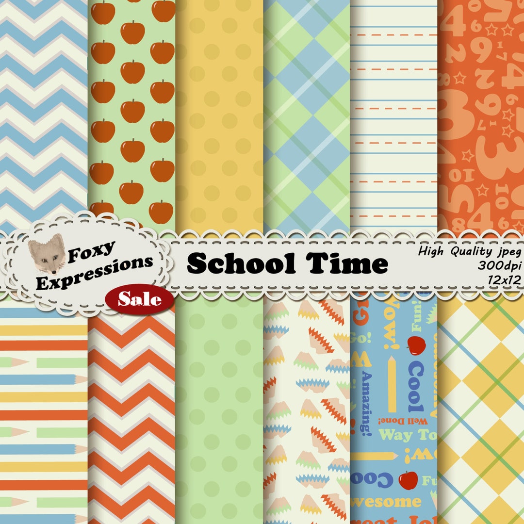 School Time Digital Paper Comes in Fun Pencil Shaving Polka Dots ...