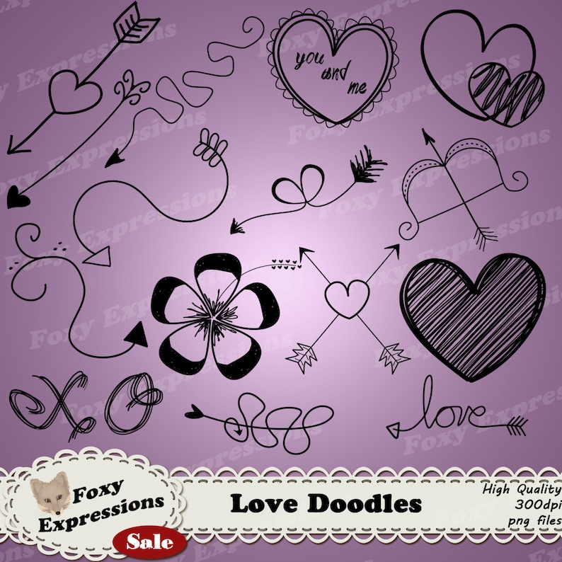 Love Doodles Digital Clip Art Pack Comes With 15 Hand Drawn Arrows ...