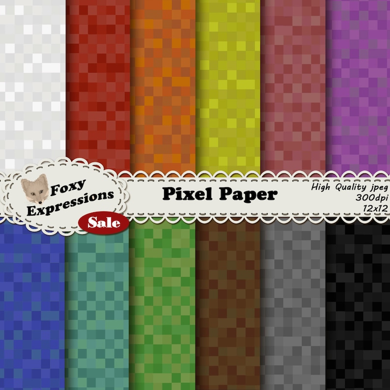 Pixel Paper Digital Pack Comes in 12 Colors That Give That 8 - Etsy