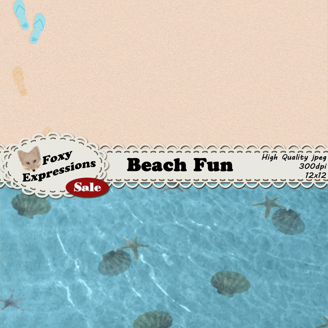 Beach Fun Digital Scrapbooking Paper Comes With Beach Towel, Waves ...