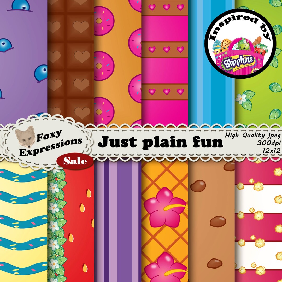 Just for Fun Digital Paper Pack is Inspired by Shopkins. It Features ...