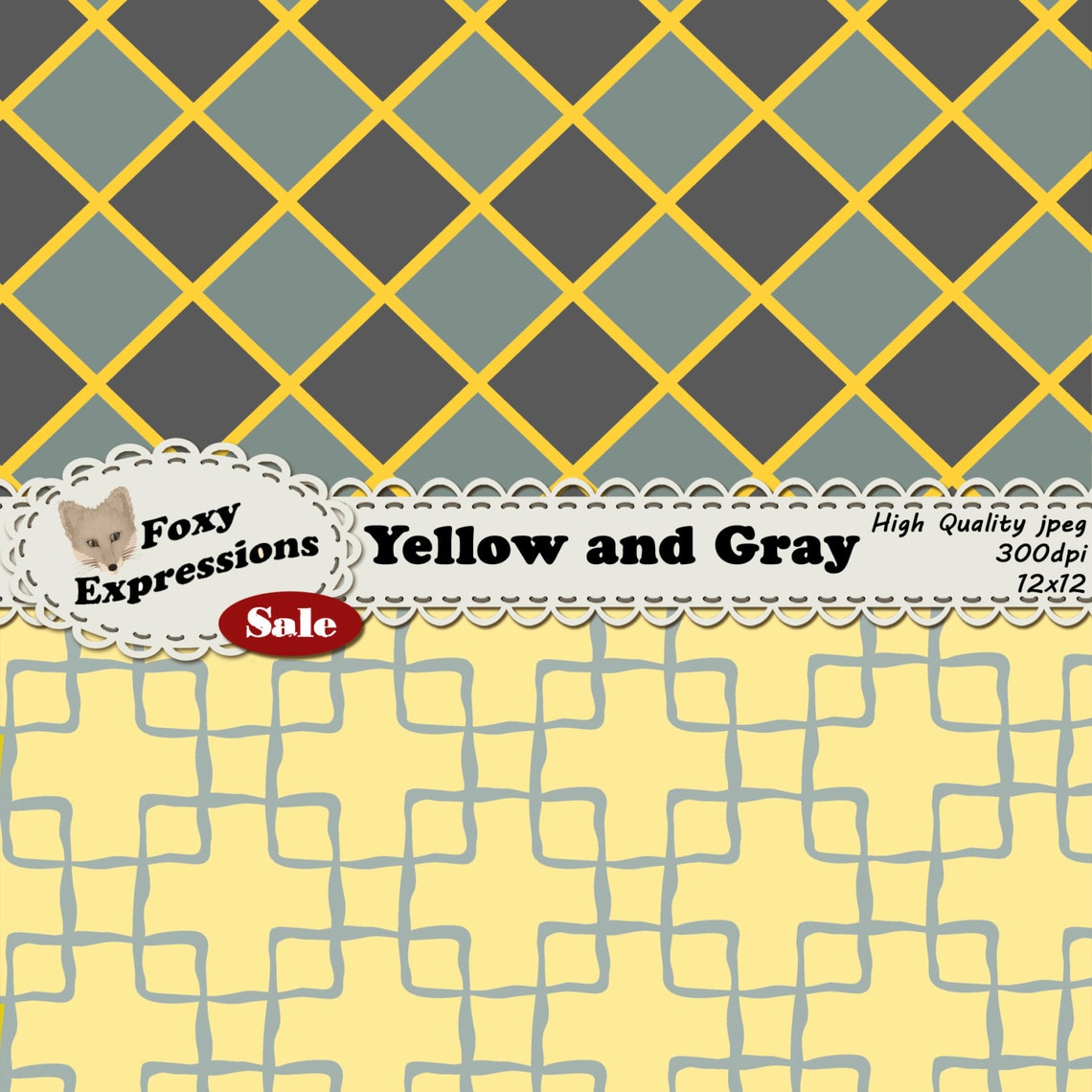 Yellow and Gray Digital Paper Comes in Several Shades of | Etsy
