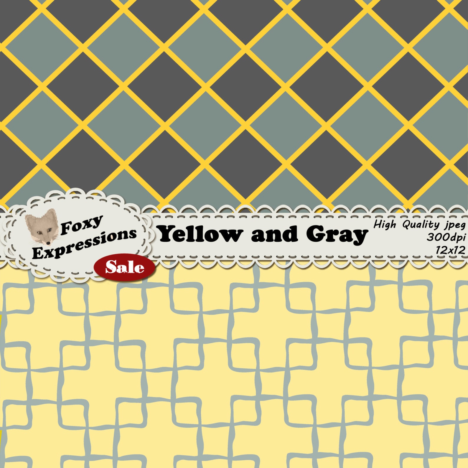 Yellow and Gray Digital Paper Comes in Several Shades of Yellow and ...