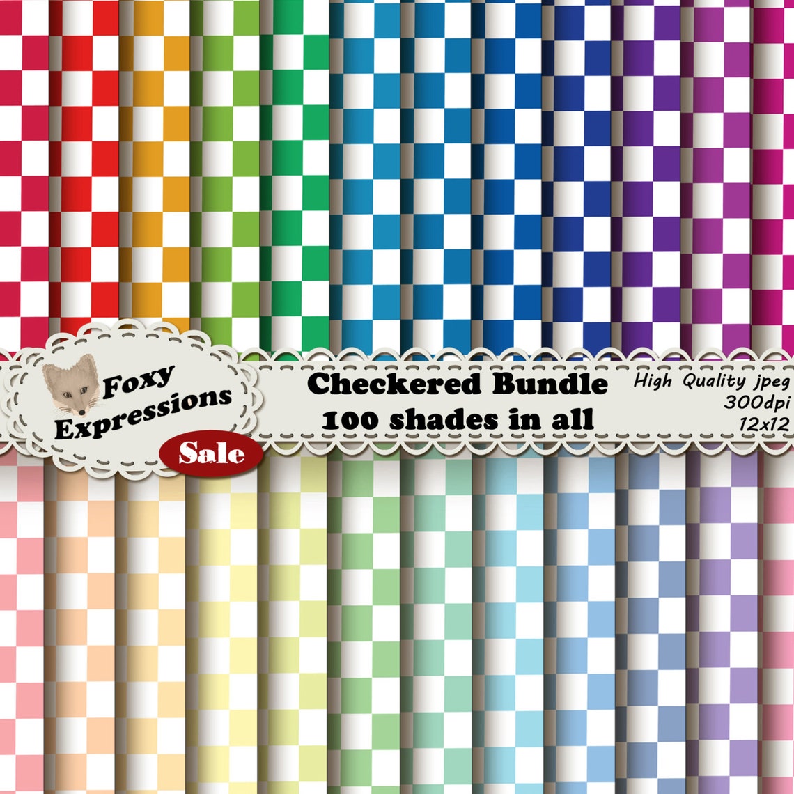 Checkered Bundle Comes With 100 Papers in Many Shades of Red, Orange ...