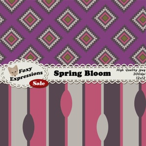 Spring Bloom Digital Paper Pack Comes in Stripes, Polka Dots, Checkers ...