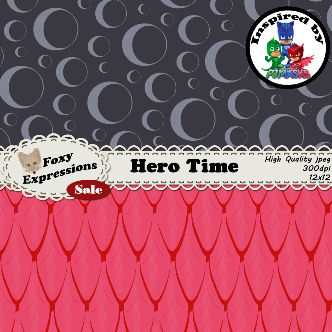 Hero Time Digital Paper Inspired by PJ Masks. Designs Include Owlette ...