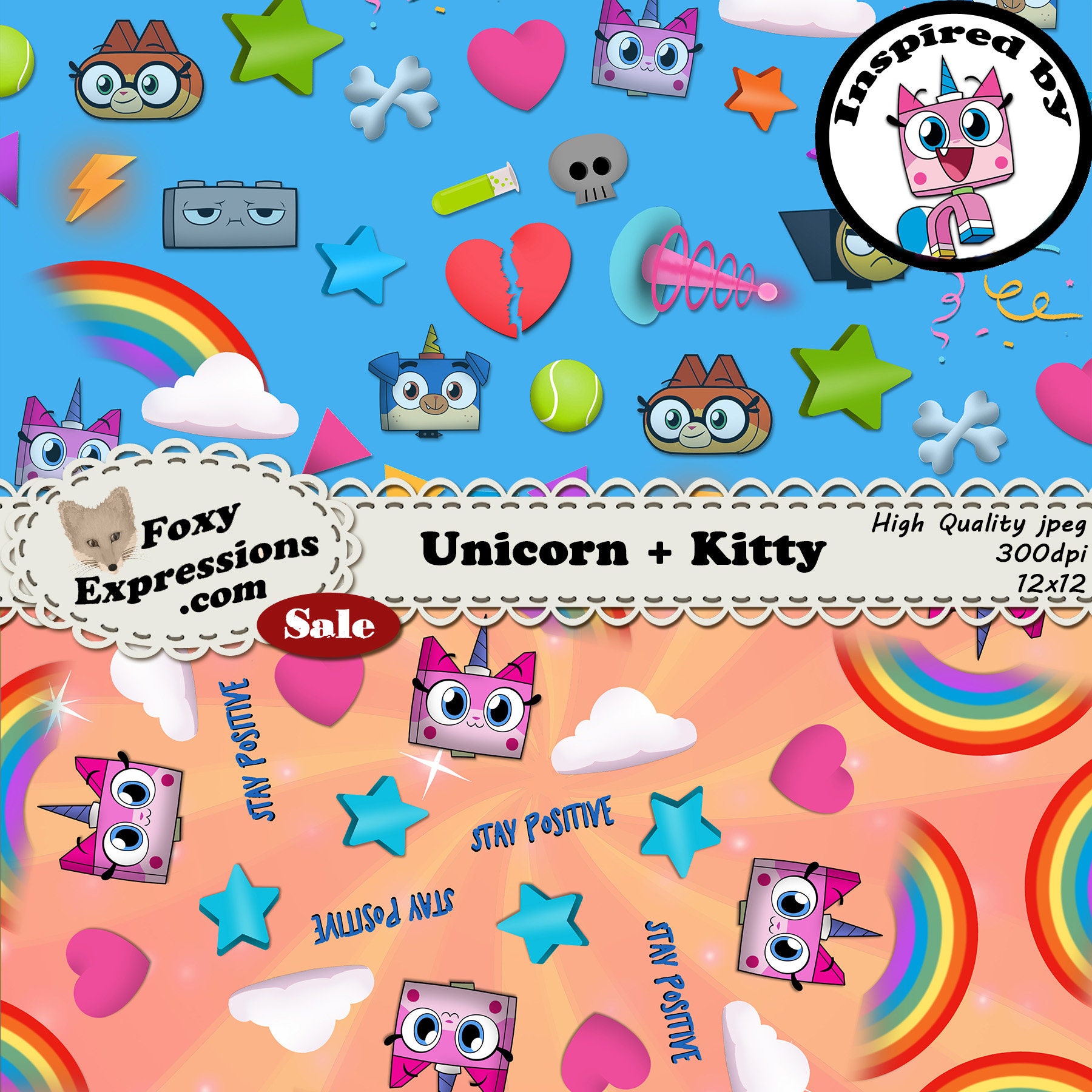Unicorn Plus Kitty is Inspired by Unikitty. Designs Include | Etsy