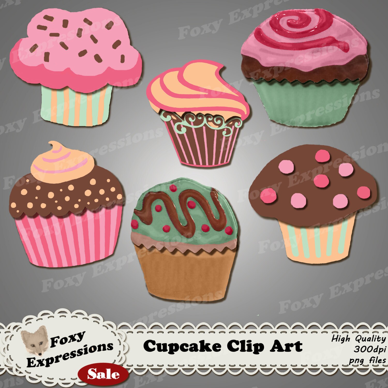 Cupcake Digital Clip Art Comes in Delicious Colors of Pinks | Etsy