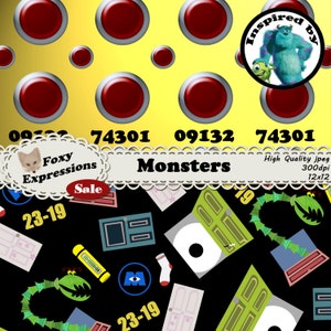 Monsters Digital Paper Inspired by Monster Inc. Designs Include Mike ...