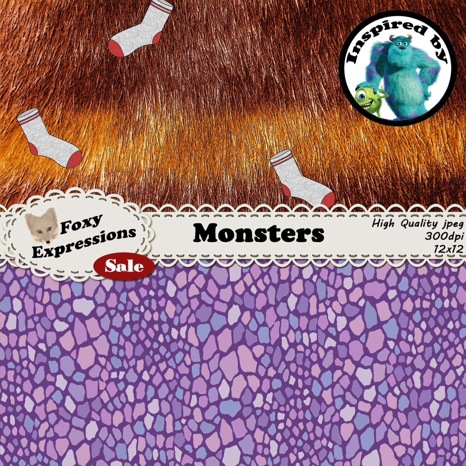 Monsters Digital Paper Inspired by Monster Inc. Designs - Etsy