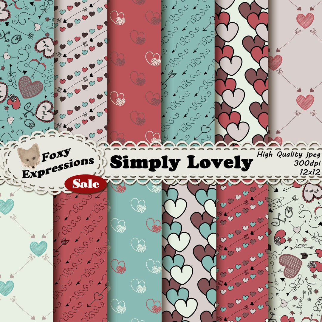 Simply Lovely Digital Paper Pack Comes With Hand Drawn Doodles Like ...