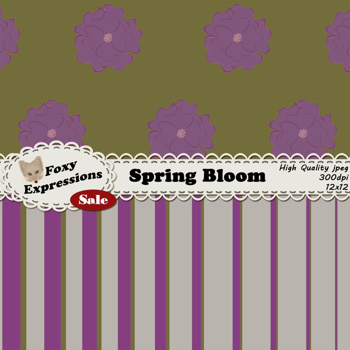 Spring Bloom Digital Paper Pack Comes in Stripes, Polka Dots, Checkers ...