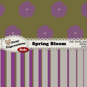 Spring Bloom Digital Paper Pack Comes in Stripes, Polka Dots, Checkers ...