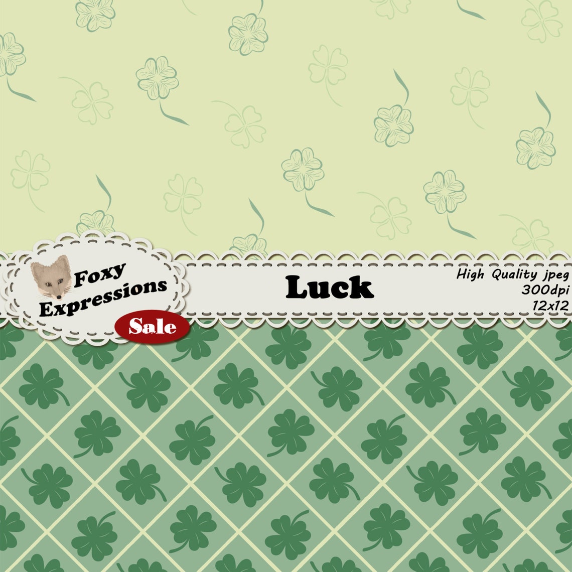 Luck Digital Paper Pack Comes in 5 Shades of Green. Designs | Etsy