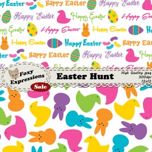 Easter Hunt Digital Paper Pack Comes in Bright Spring Colors. Designs ...