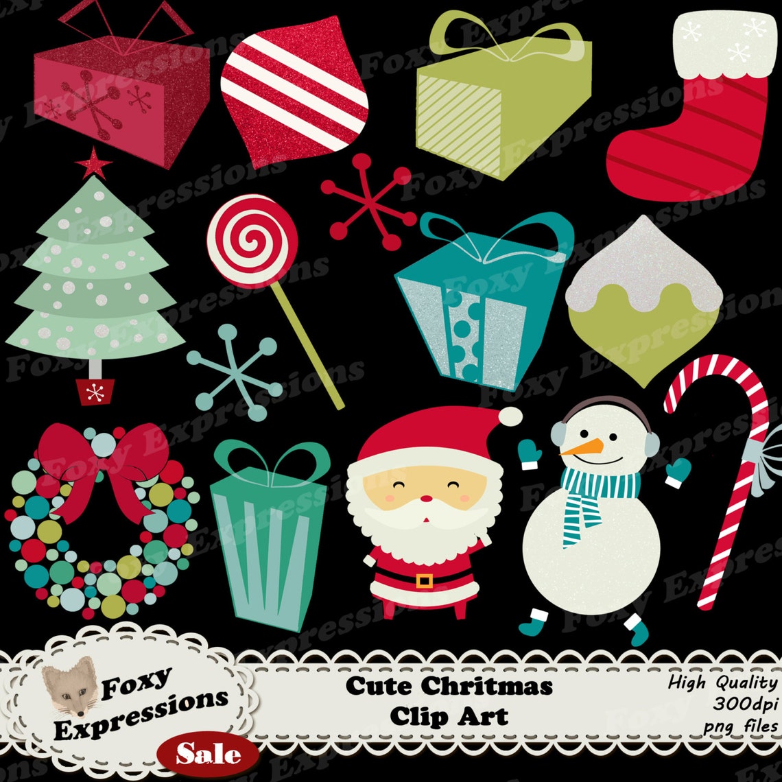 Cute Christmas Clipart Digital Pack Comes With 15 Designs. | Etsy