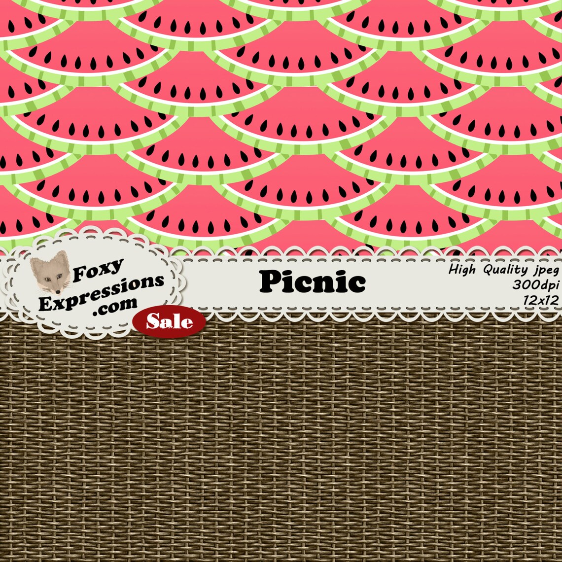 Picnic Digital Paper Comes in Colorful Designs Including Picnic Baskets ...