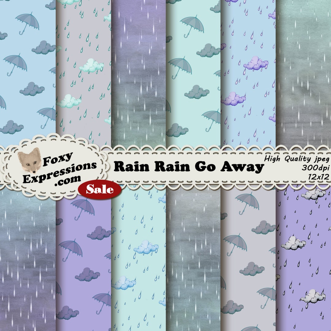 Rain Rain Go Away Digital Paper Comes in Light Shades of Blue, Purple ...