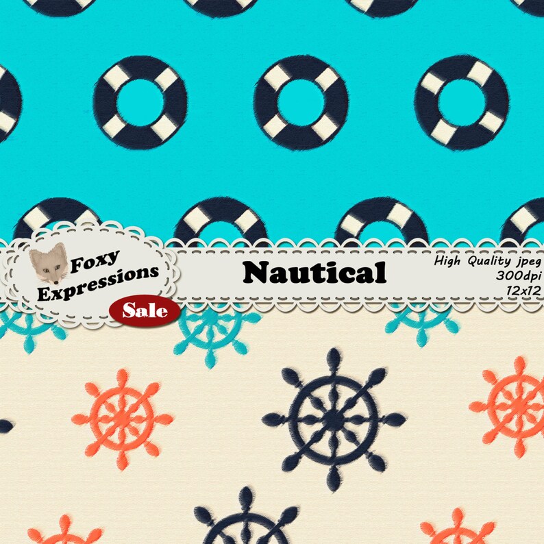 Rough Seas Nautical Digital Paper Pack Comes in Fun Anchors | Etsy