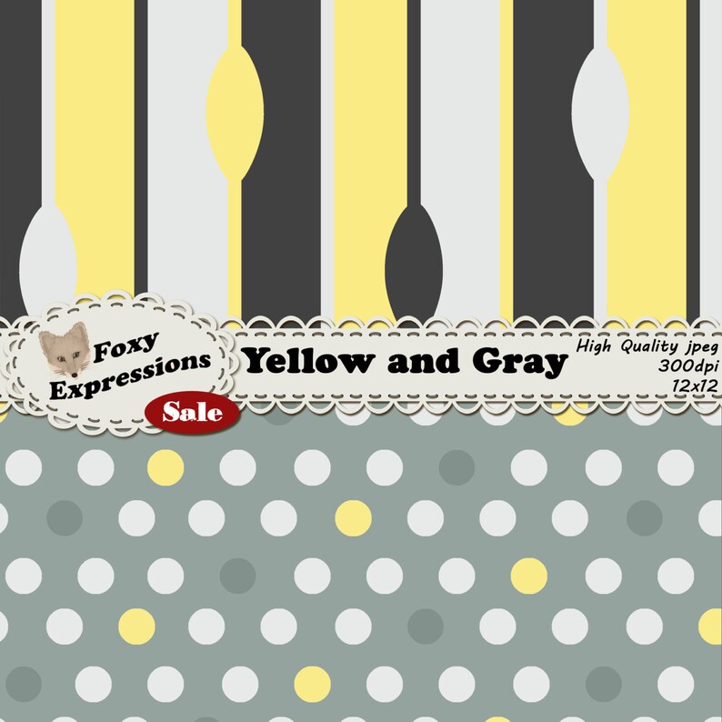 Yellow and Gray Digital Paper Comes in Several Shades of Yellow and ...