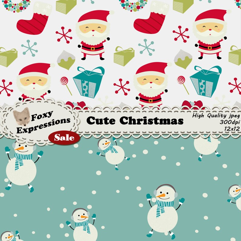 Cute Christmas Digital Paper Pack Comes in Festive Designs Including ...