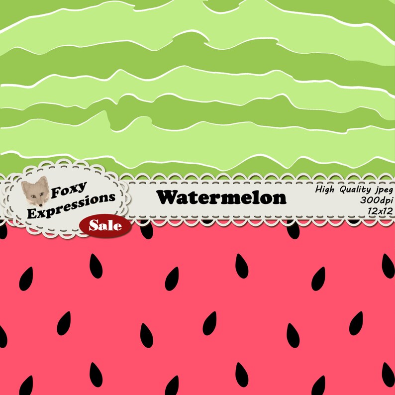 Watermelon Paper in Shades of Green and Pink With Fun Designs - Etsy