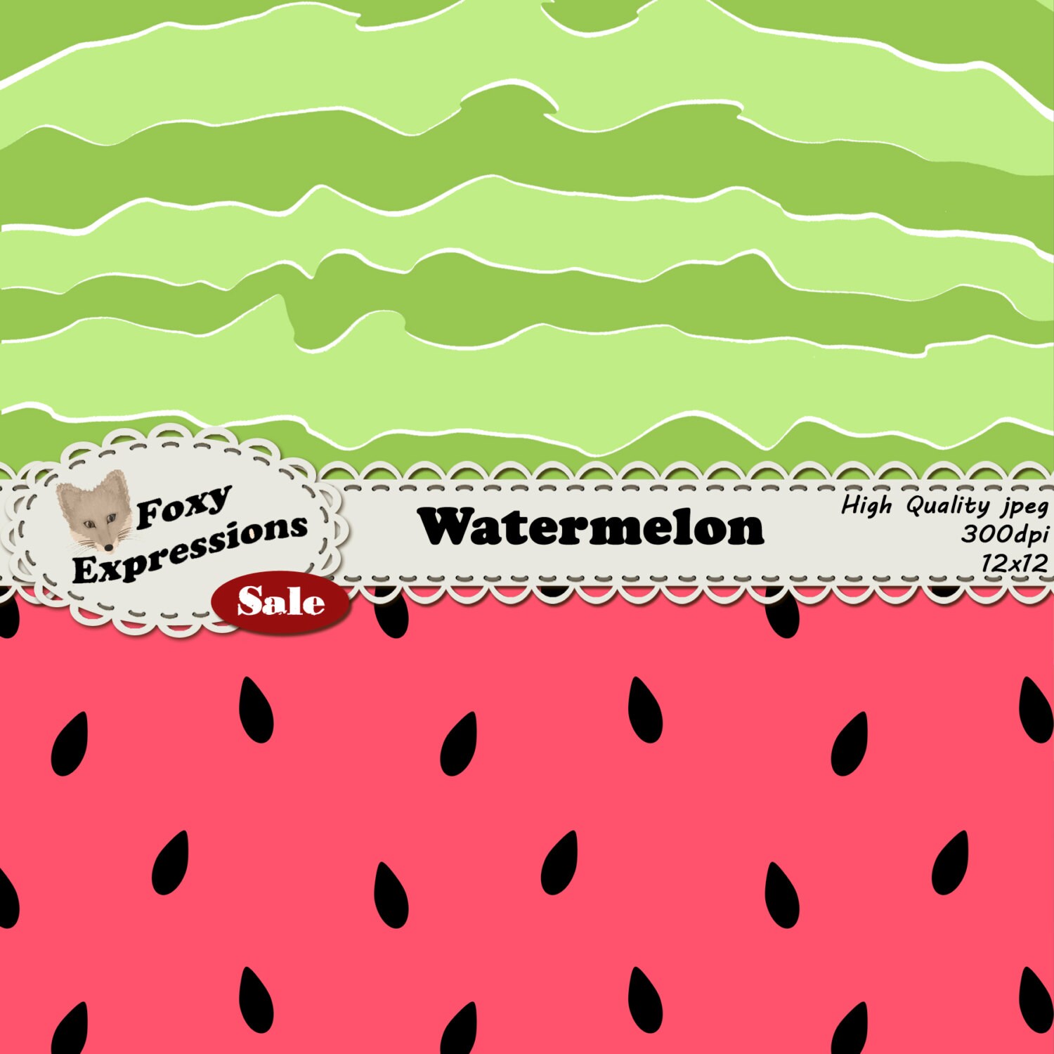 Watermelon Paper in Shades of Green and Pink With Fun Designs - Etsy