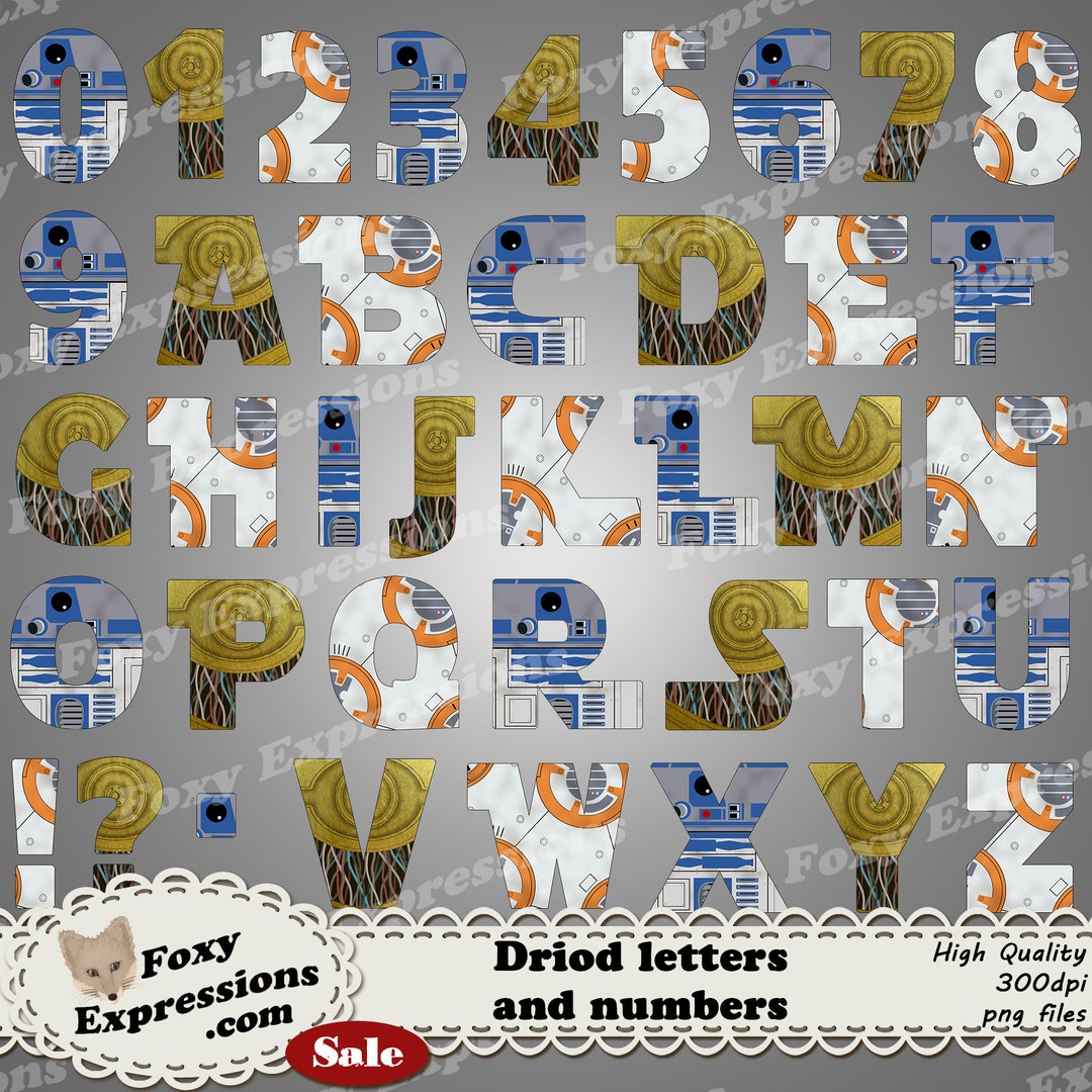 Droid Letters & Numbers Clipart Comes With 39 Pieces. Inspired by Star ...
