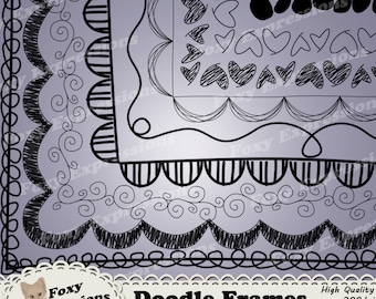 Doodle Frame Clipart Doodle Frames Square and Rectangle - Etsy