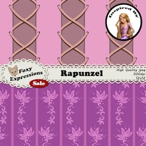 Rapunzel Digital Paper Pack Inspired by Tangled Comes in Dress Patterns ...